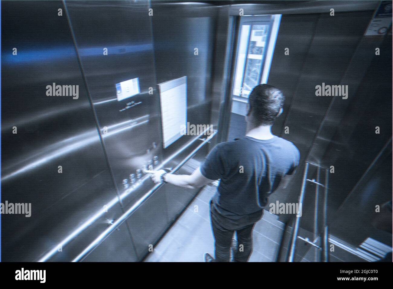 surveillance camera in an elevator security office building place of ...