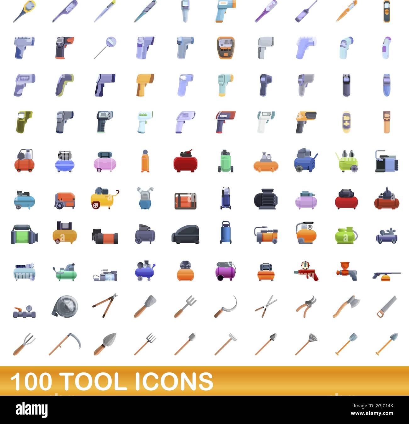 100 tool icons set. Cartoon illustration of 100 tool icons vector set ...