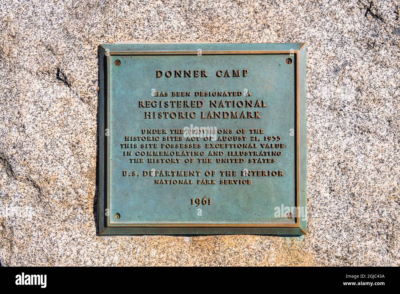 National Historic Landmark plaque, Donner Memorial State Park, Truckee ...