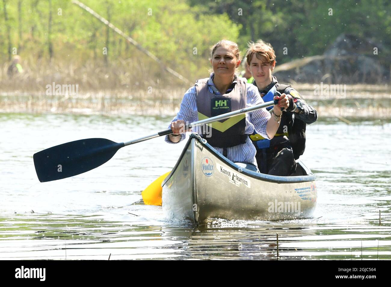 Crown Princess Victoria is seen canoeing during her “Province Walk” in ...