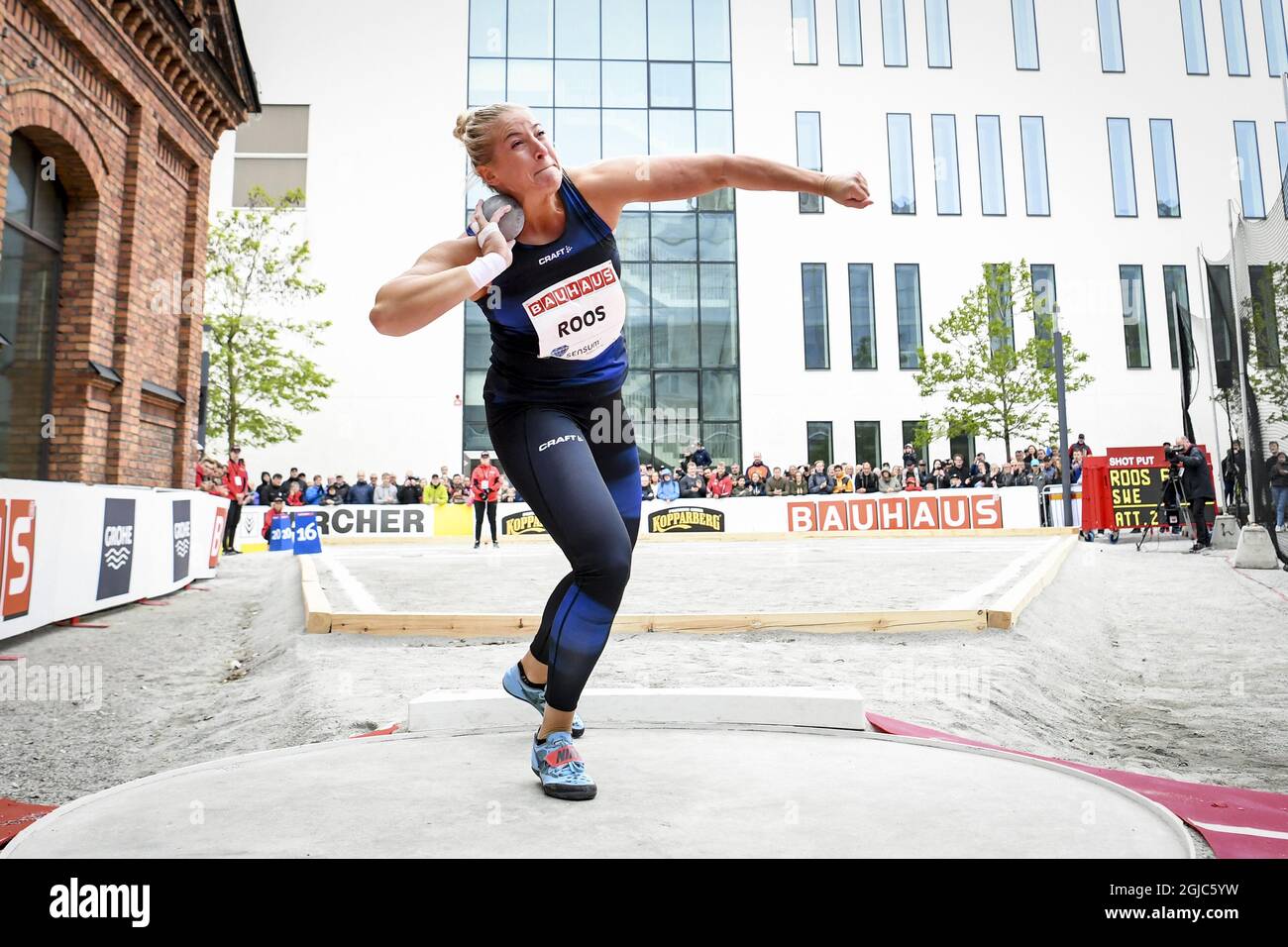 Fanny Roos of Sweden in action during the women's shot put event during ...