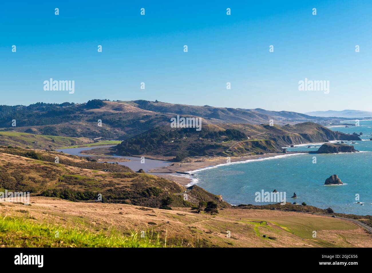 A view a top the Jenner Headlands Trail looking south to the Russian ...