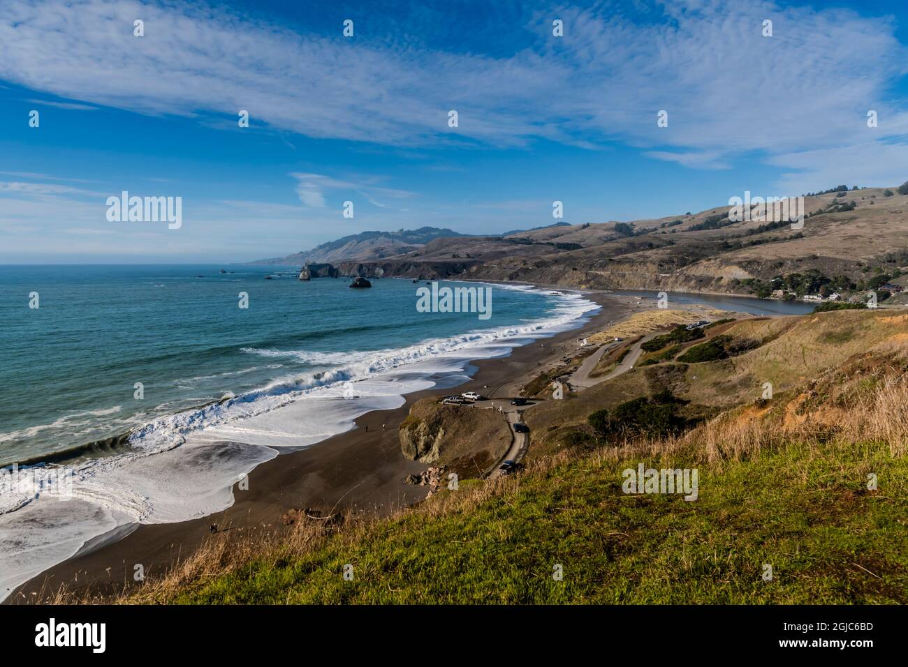 Goat Rock State Beach overview along Pacific Ocean Stock Photo - Alamy