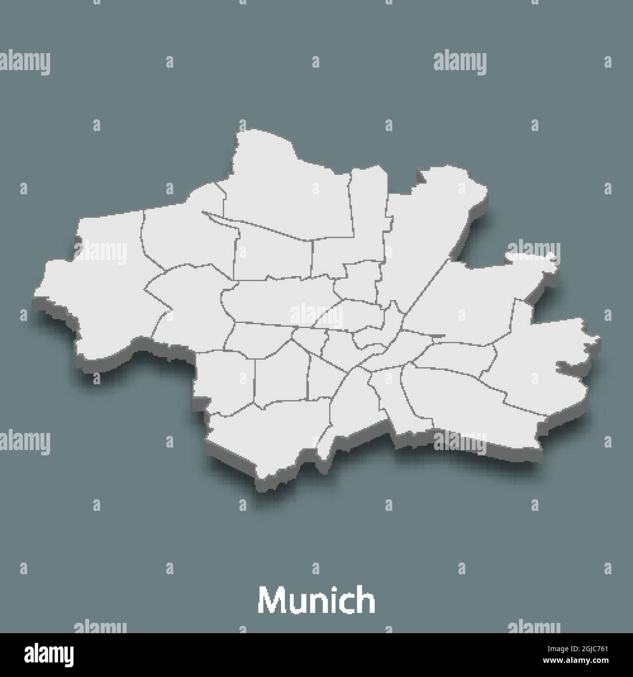 3d isometric map of Munich is a city of Germany, vector illustration ...