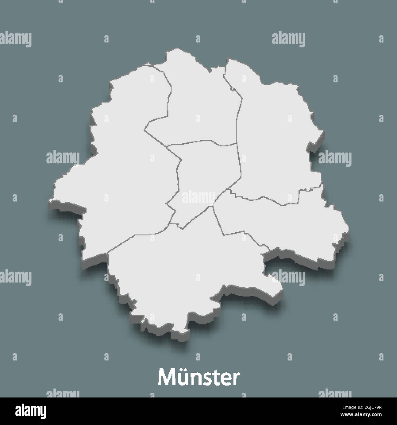3d isometric map of Münster is a city of Germany, vector illustration ...