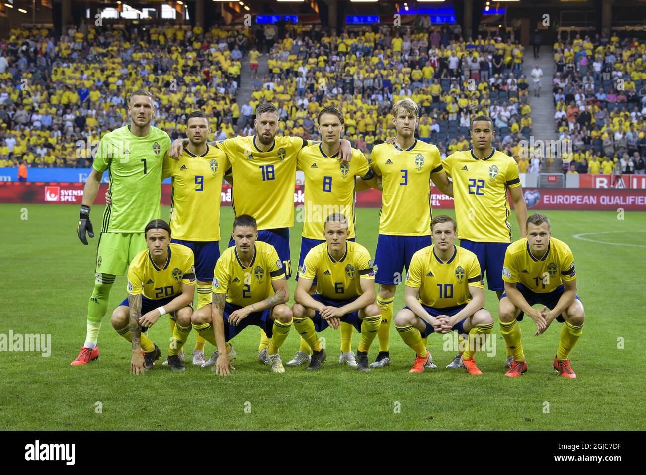 Sweden's team poses for a photo before the UEFA Euro 2020 qualifier ...
