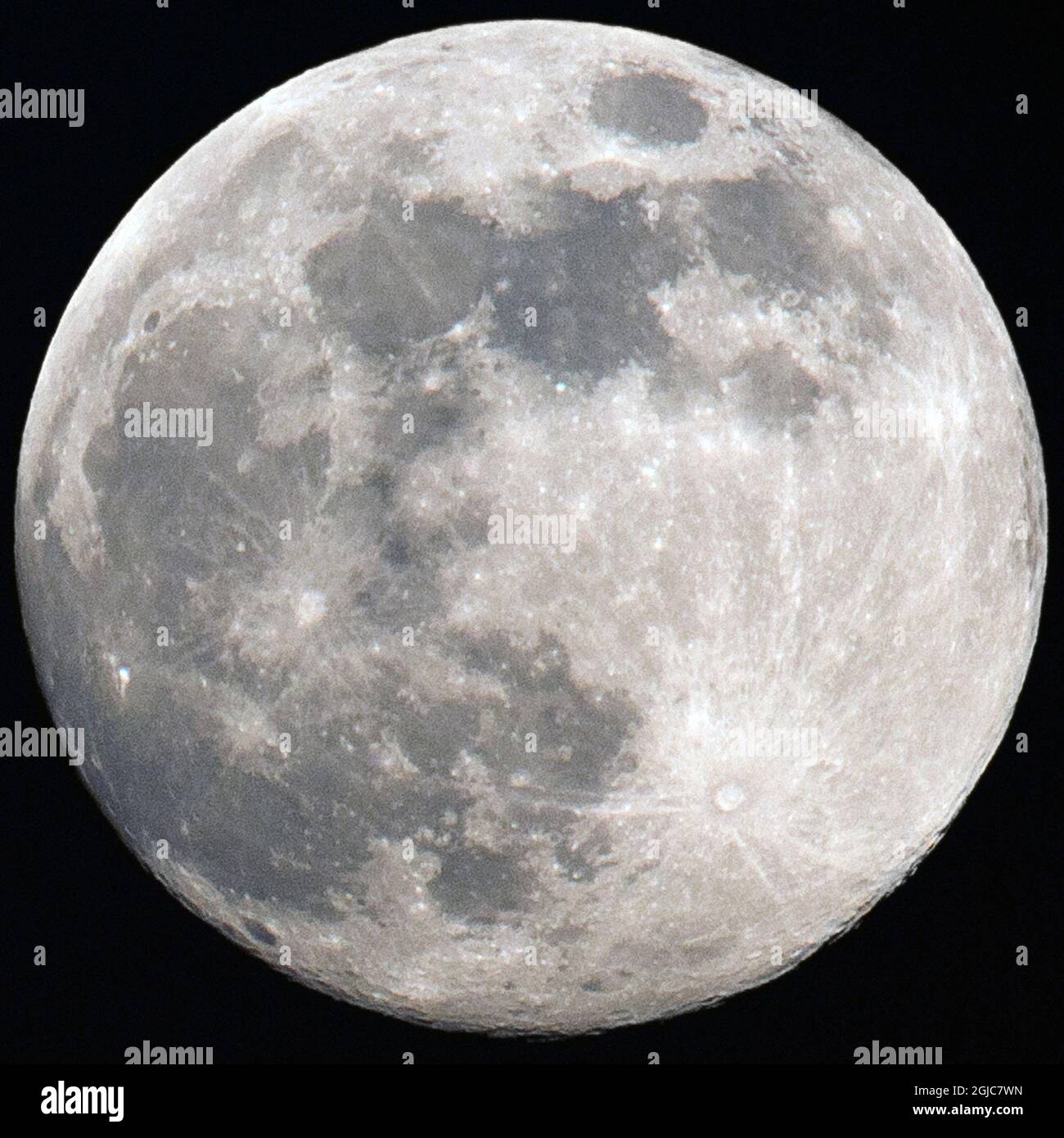 Full moon with gray surface patterns isolated on black background Stock ...