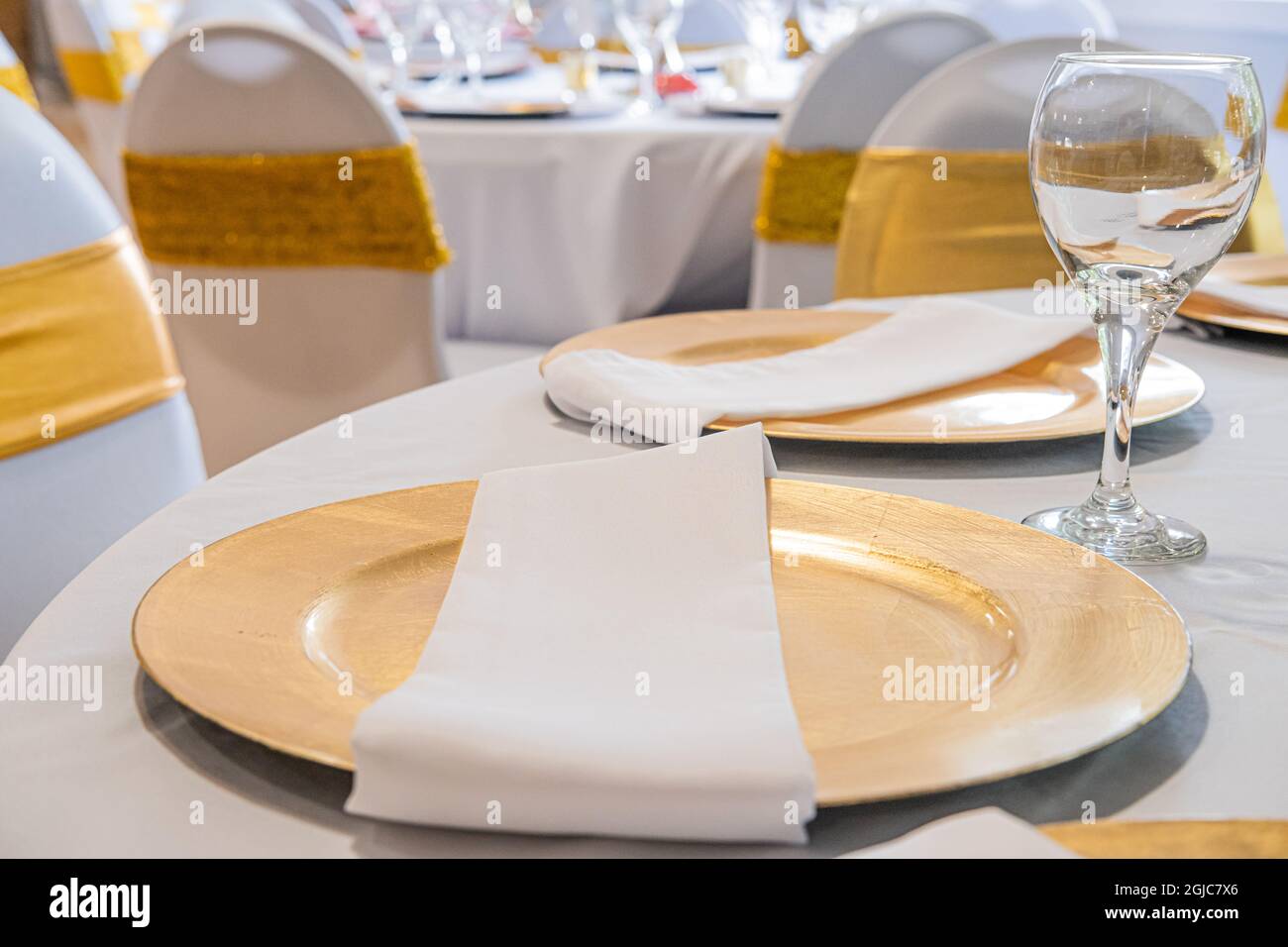 Banquet Table arrangement for party celebration in a hall Stock Photo ...