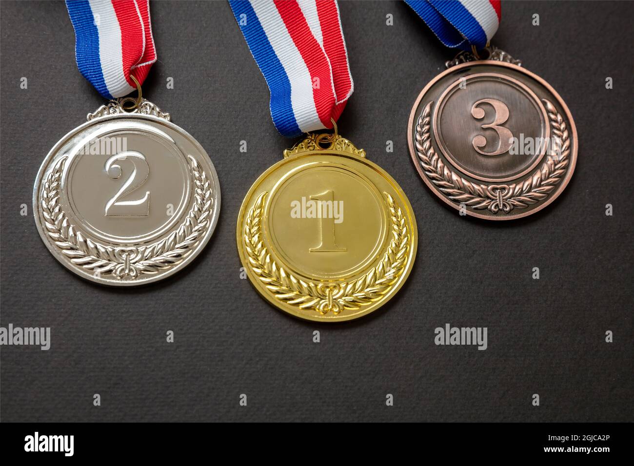 Medals set, Gold, silver and bronze. Winners, Athletes podium prize ...