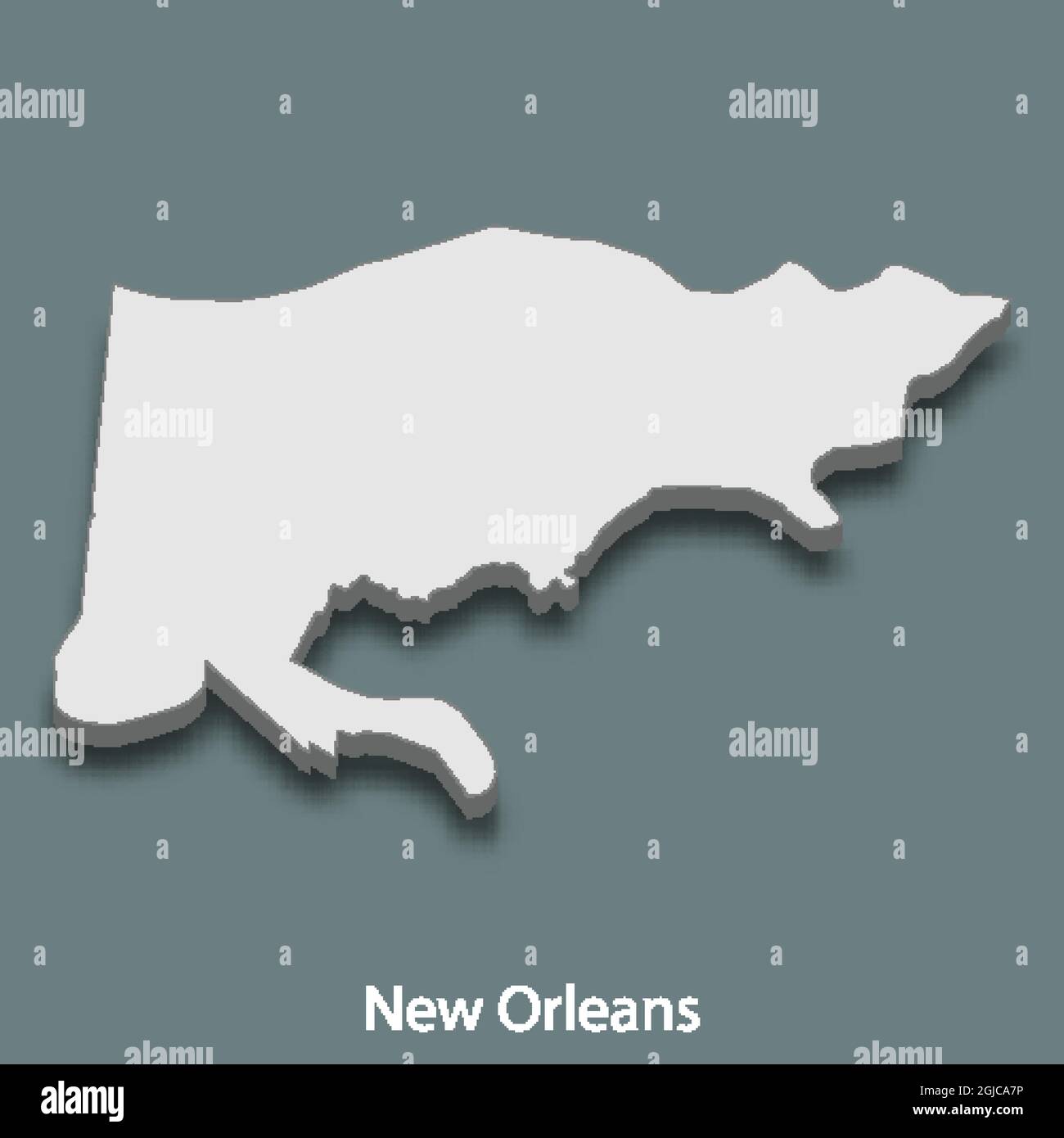 3d isometric map of New Orleans is a city of United States, vector ...