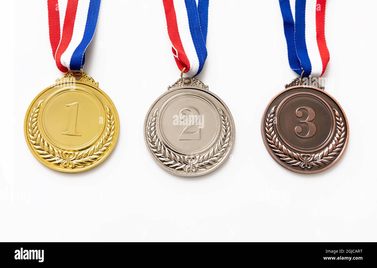 Medals set, Gold, silver and bronze. Winners, Athletes podium prize ...