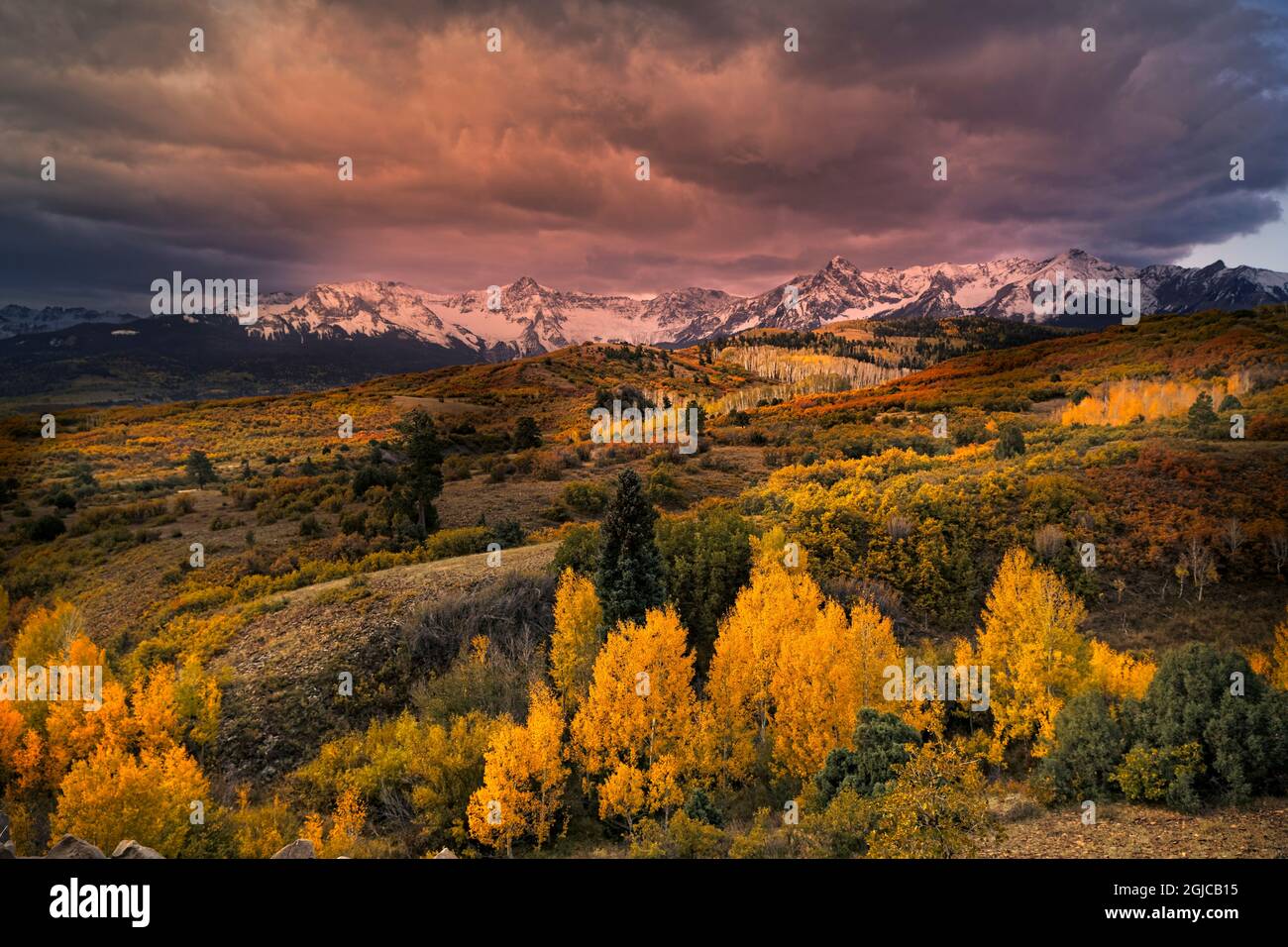Sneffels Range at sunset from Dallas Divide, Uncompahgre National ...