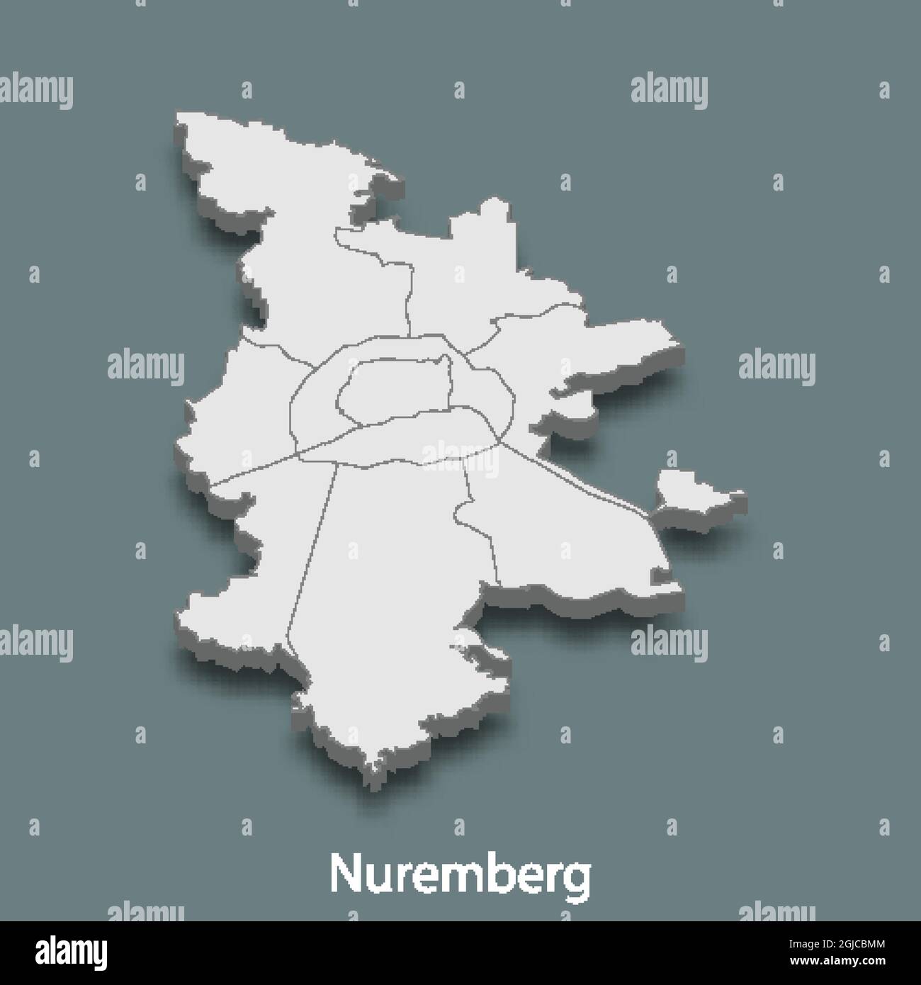 3d isometric map of Nuremberg is a city of Germany, vector illustration ...