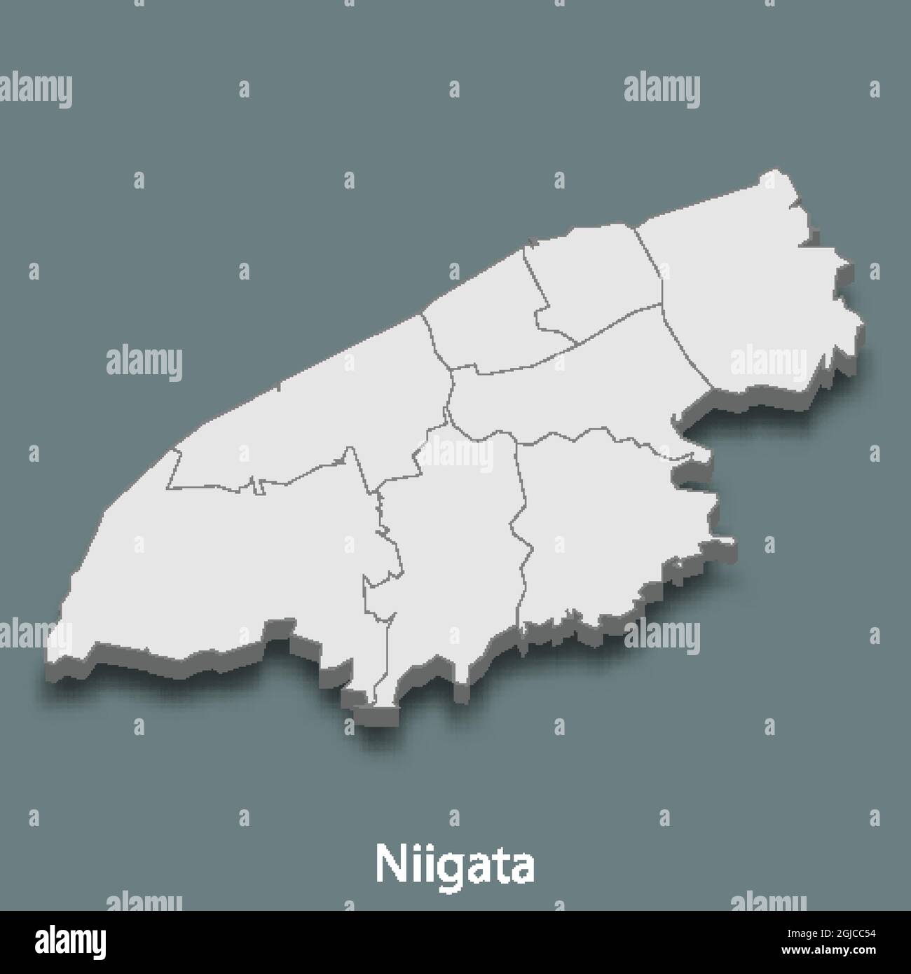 3d isometric map of Niigata is a city of Japan, vector illustration ...