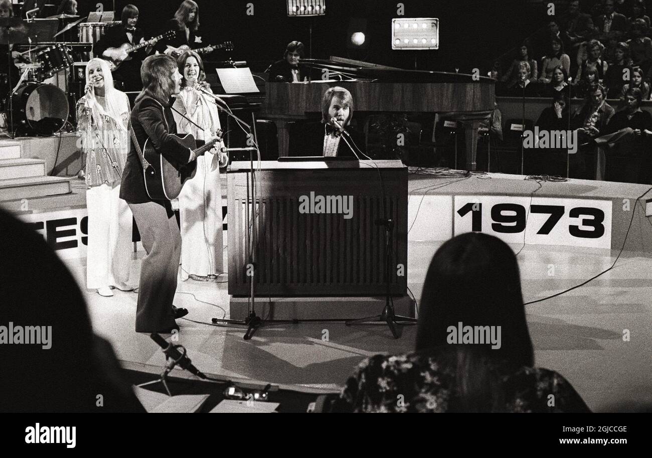 Bjorn Ulvaeus, Agnetha Faltskog, Anni-Frid Lyngstad, Benny Andersson of ABBA during the Swedish ...