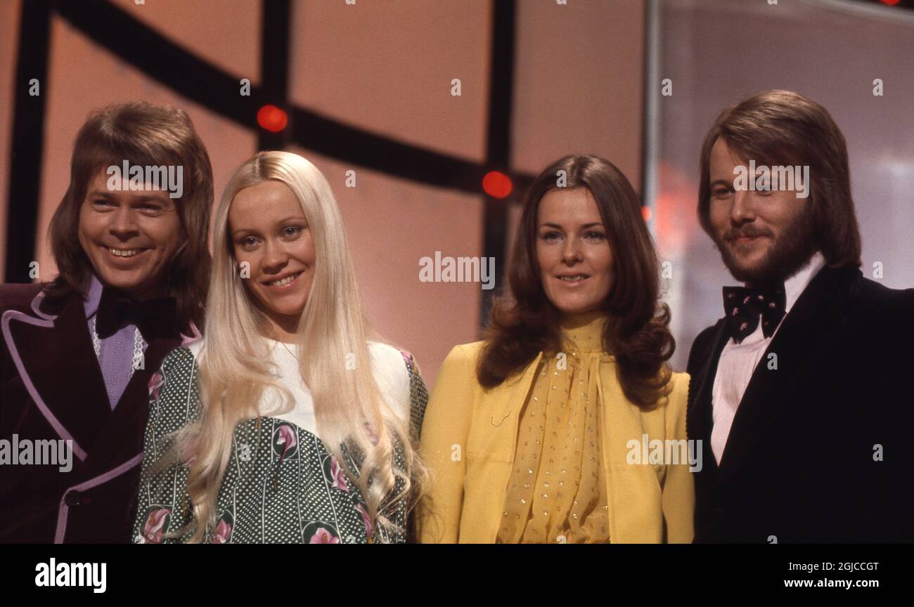 Bjorn Ulvaeus, Agnetha Faltskog, Anni-Frid Lyngstad, Benny Andersson of ABBA during the Swedish ...