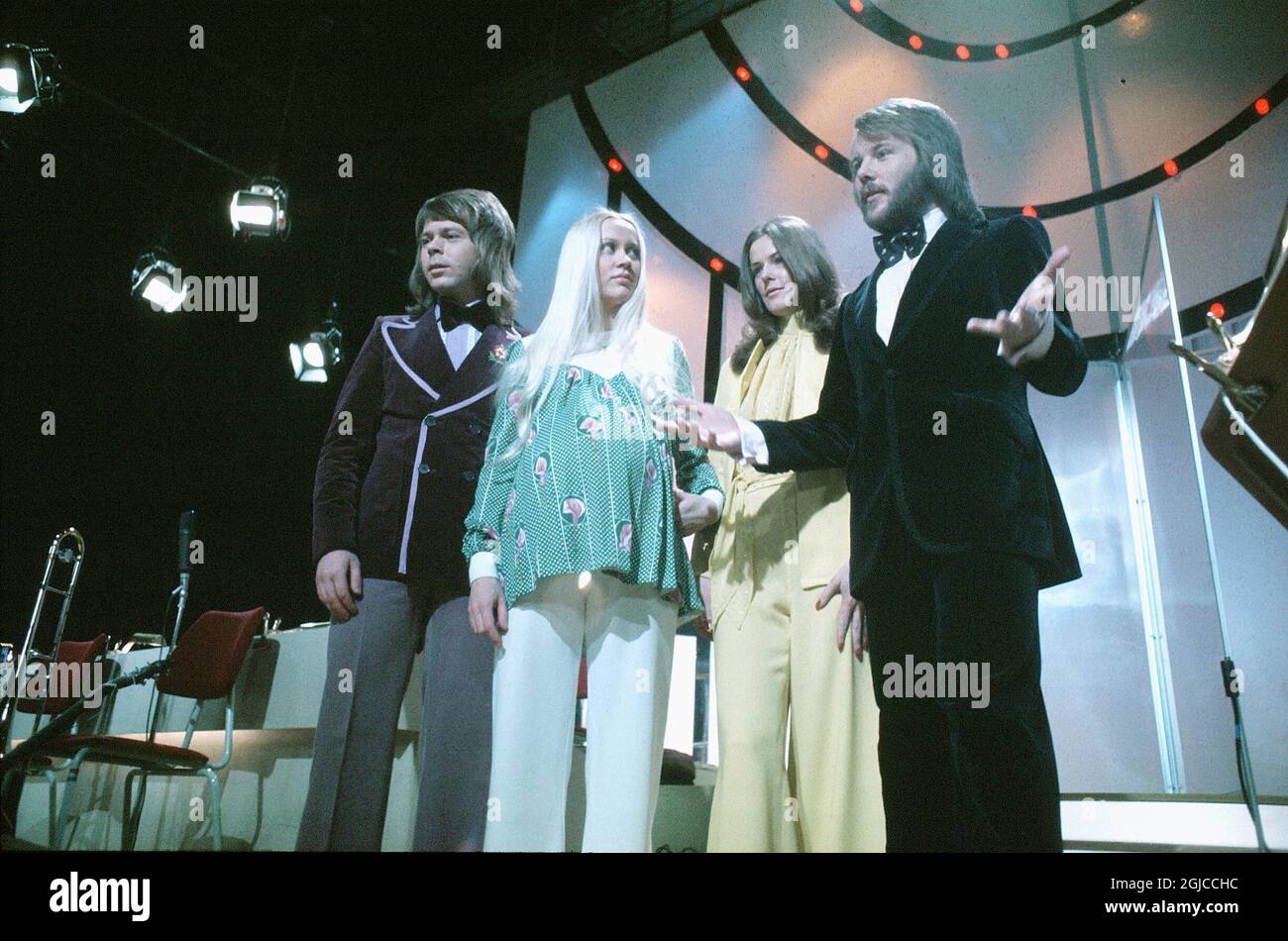 Bjorn Ulvaeus, Agnetha Faltskog, Anni-Frid Lyngstad, Benny Andersson of ABBA during the Swedish ...