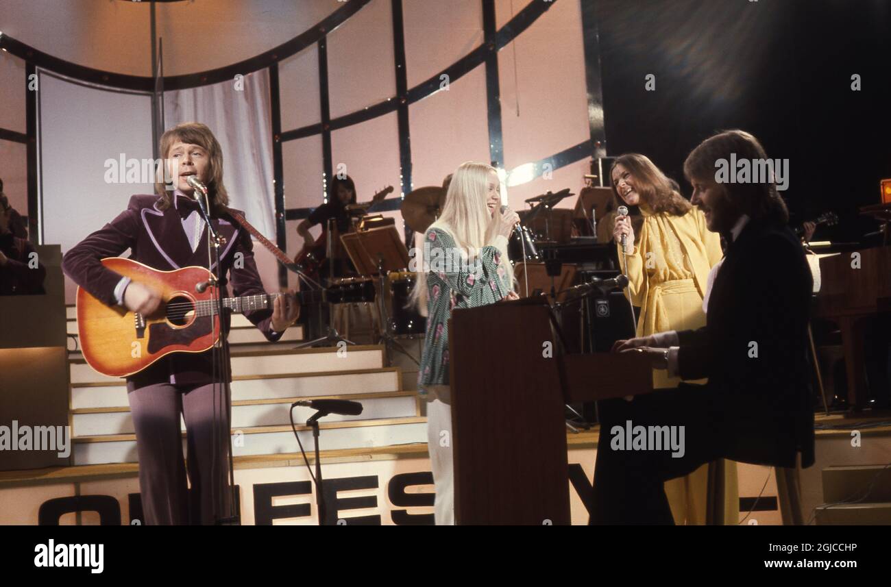 Bjorn Ulvaeus, Agnetha Faltskog, Anni-Frid Lyngstad, Benny Andersson of ABBA during the Swedish ...