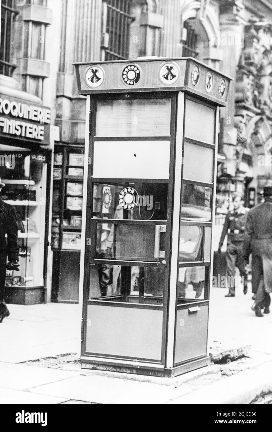 PARIS, FRANCE 1941-06-05 New telephone booth in Paris, France June 5 ...