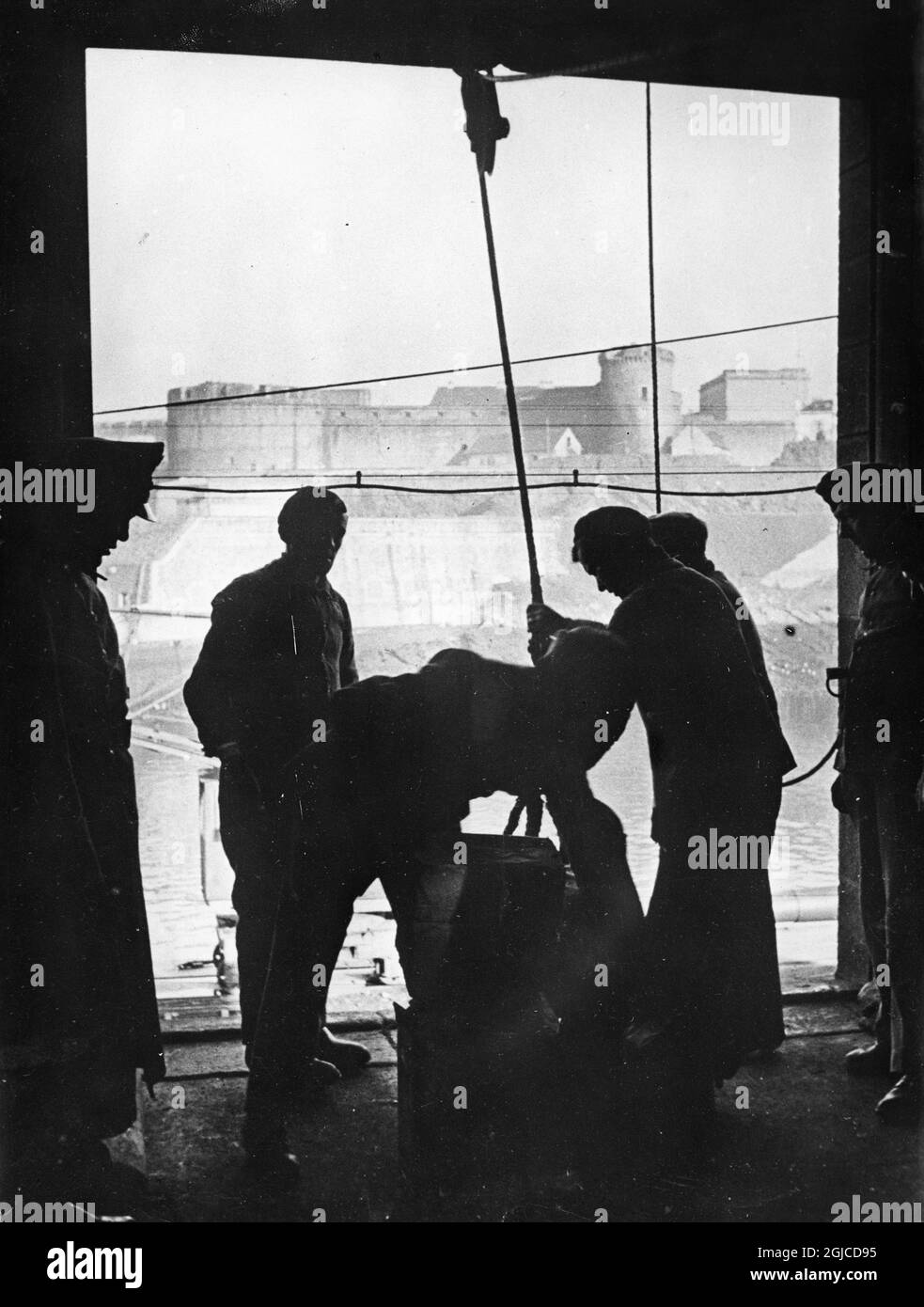 FRANCE 1940-44 Frenchmen work under supervision of German soldiers in a ...