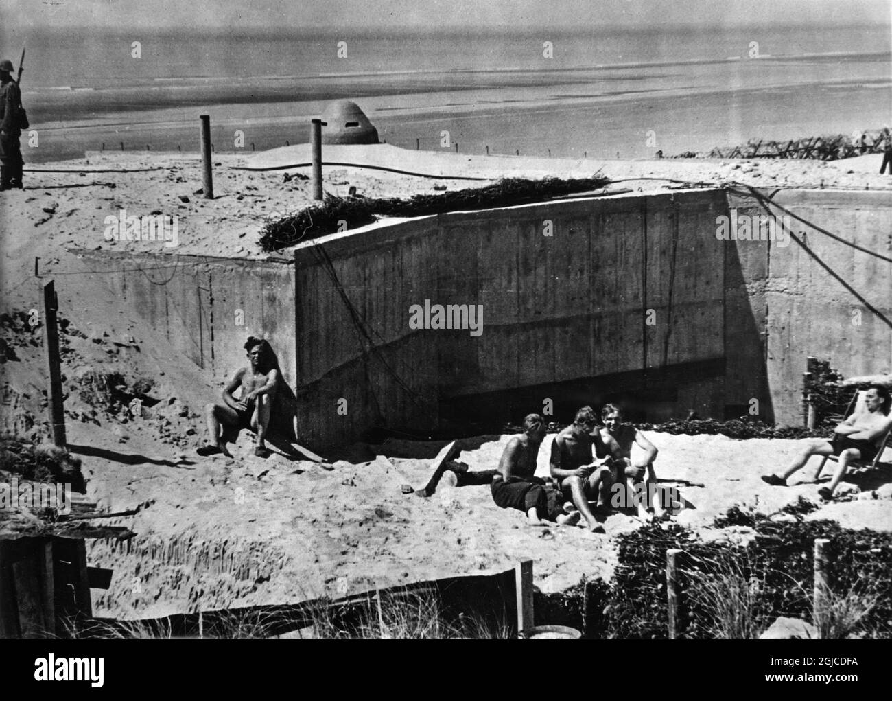 ATLANTIC COAST, FRANCE 1943-04-16 German soldiers sunbathing during a ...