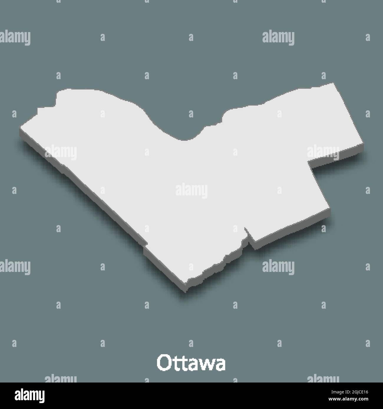 3d isometric map of Ottawa is a city of Canada, vector illustration ...