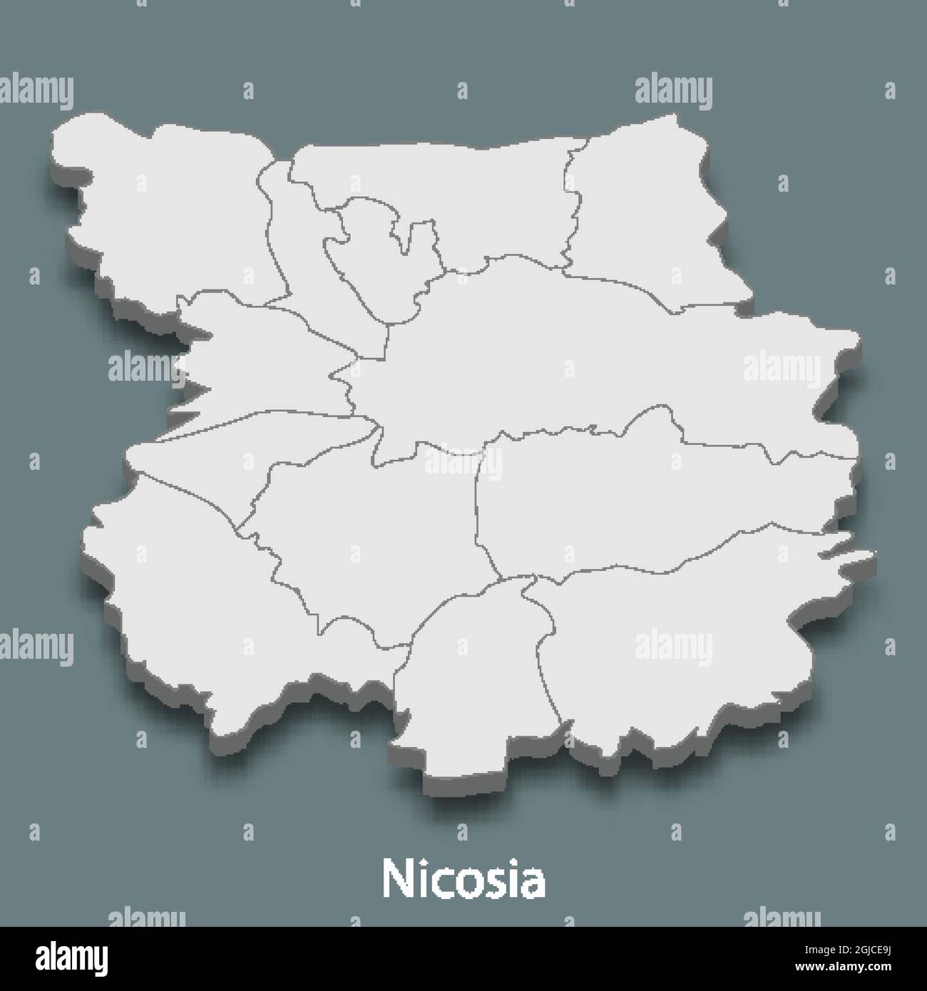 3d isometric map of Nicosia is a city of Cyprus , vector illustration ...