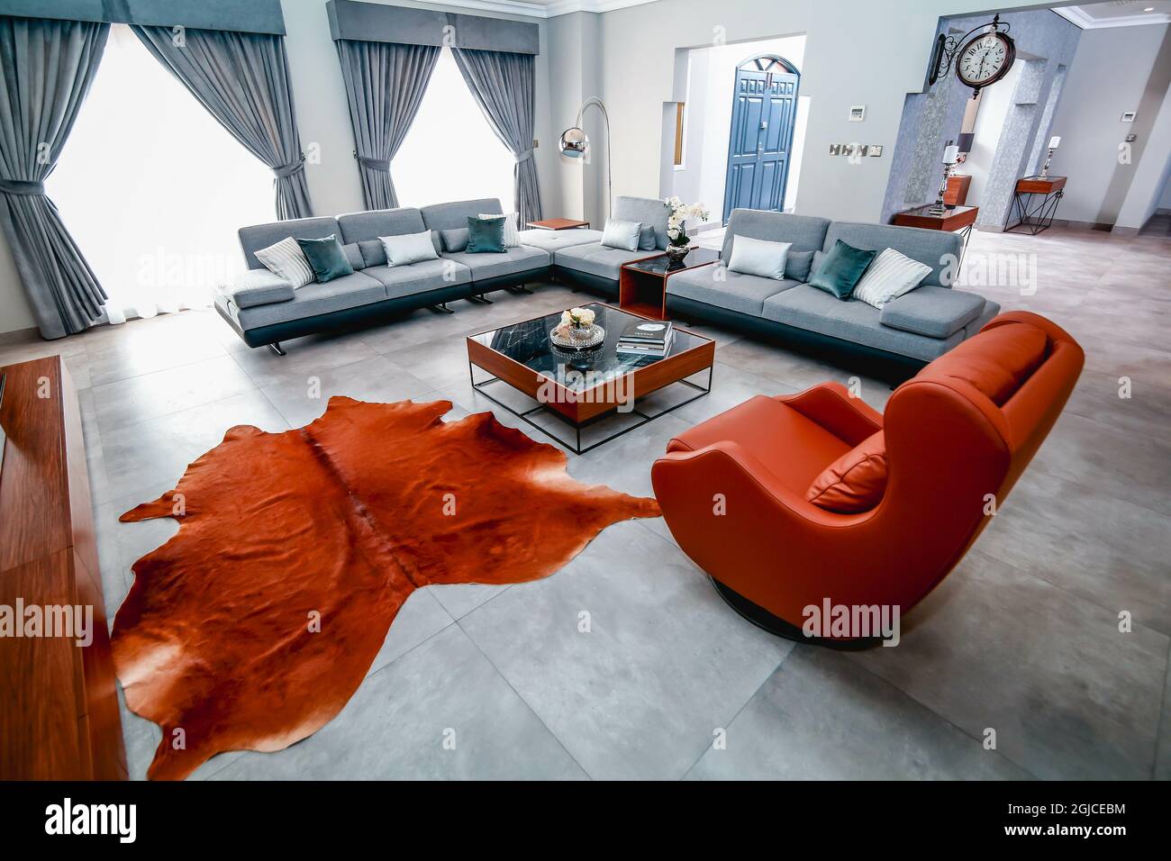 DOHA, QATAR - Oct 07, 2018: The living room interior in the cozy style ...