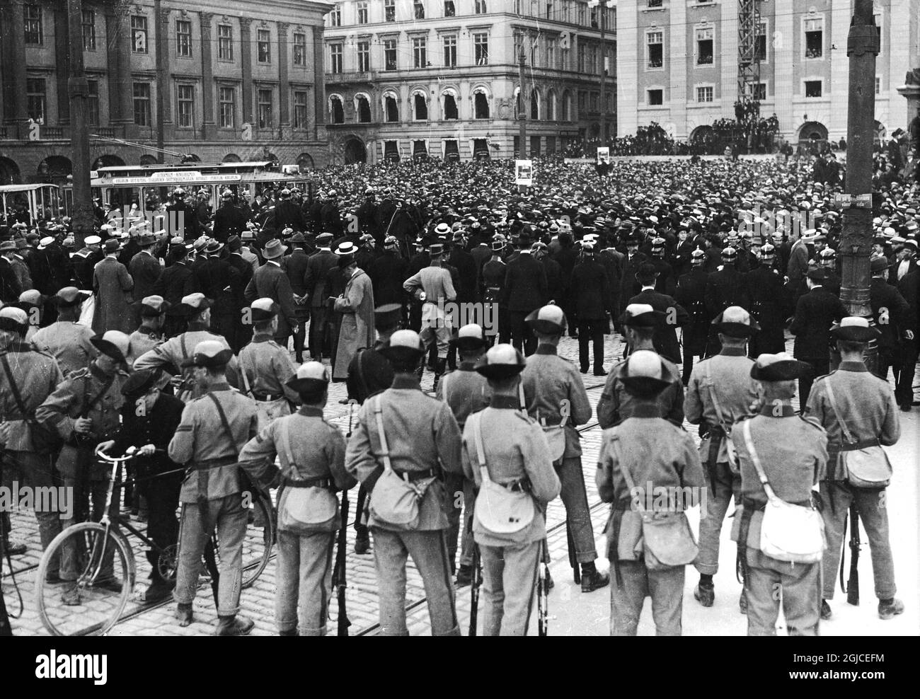 Hunger riots in Stockholm, Sweden 1917 Photo: SVT / TT code 5600 Stock ...