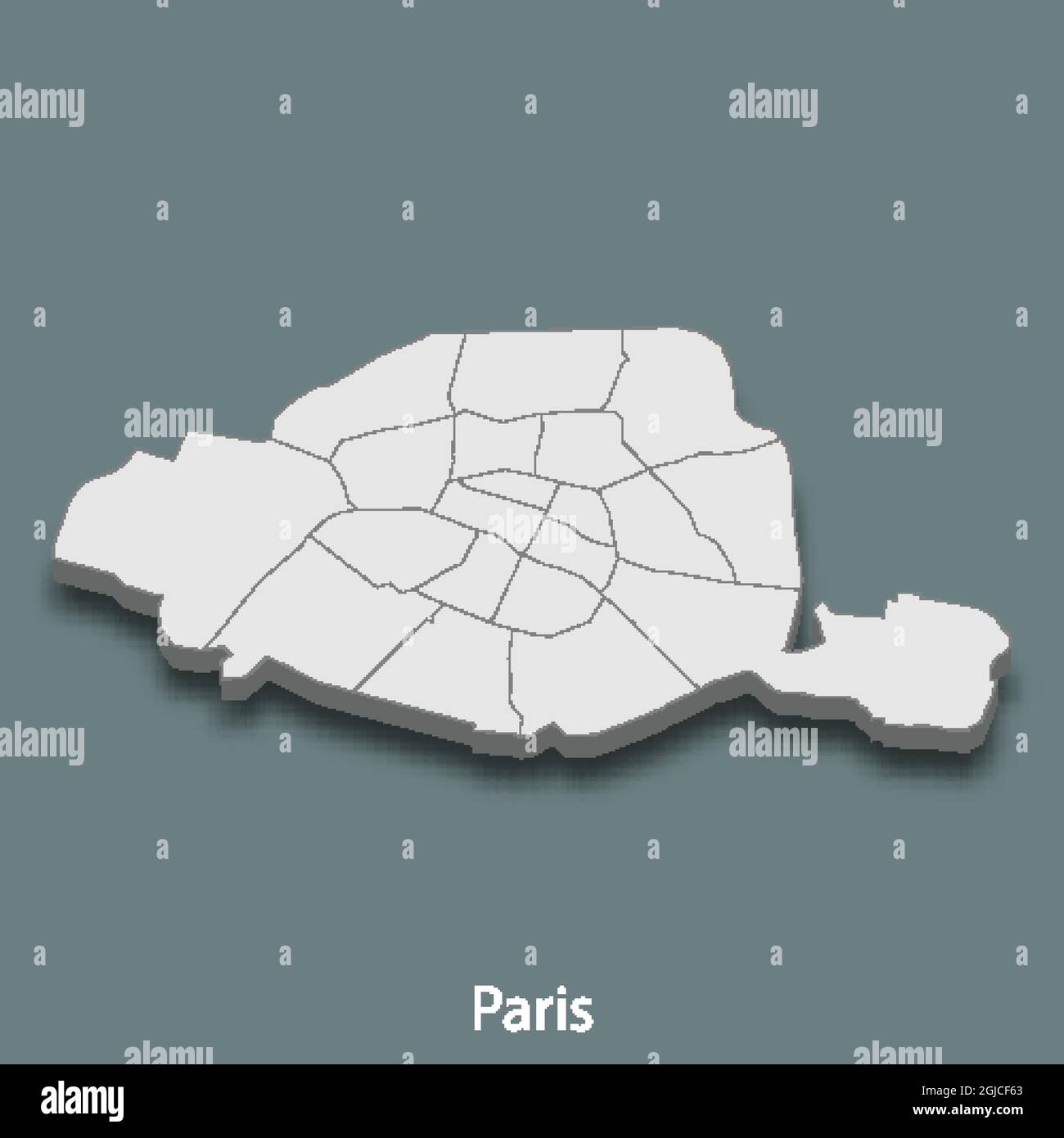 3d isometric map of Paris is a city of France , vector illustration ...