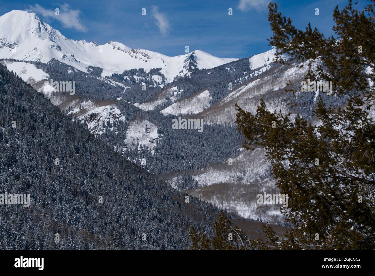 View of Mount Daly from the Powderhorn catwalk in Snowmass Ski Resort ...