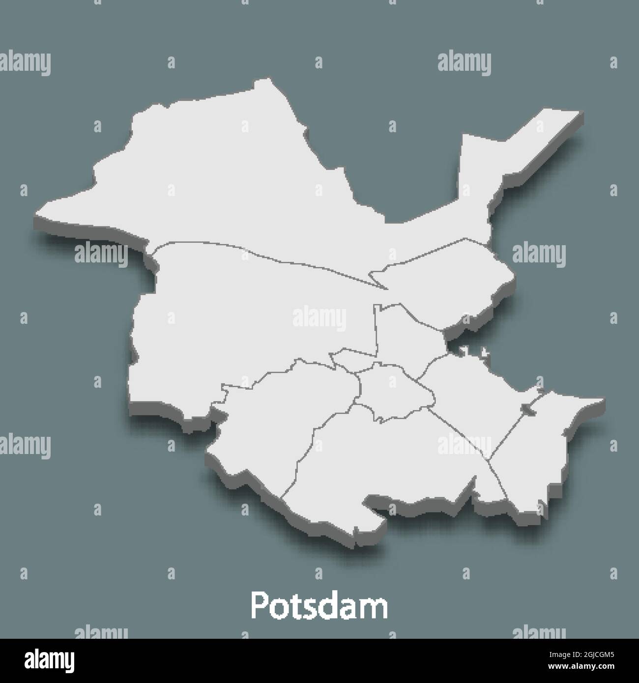 3d isometric map of Potsdam is a city of Germany, vector illustration ...