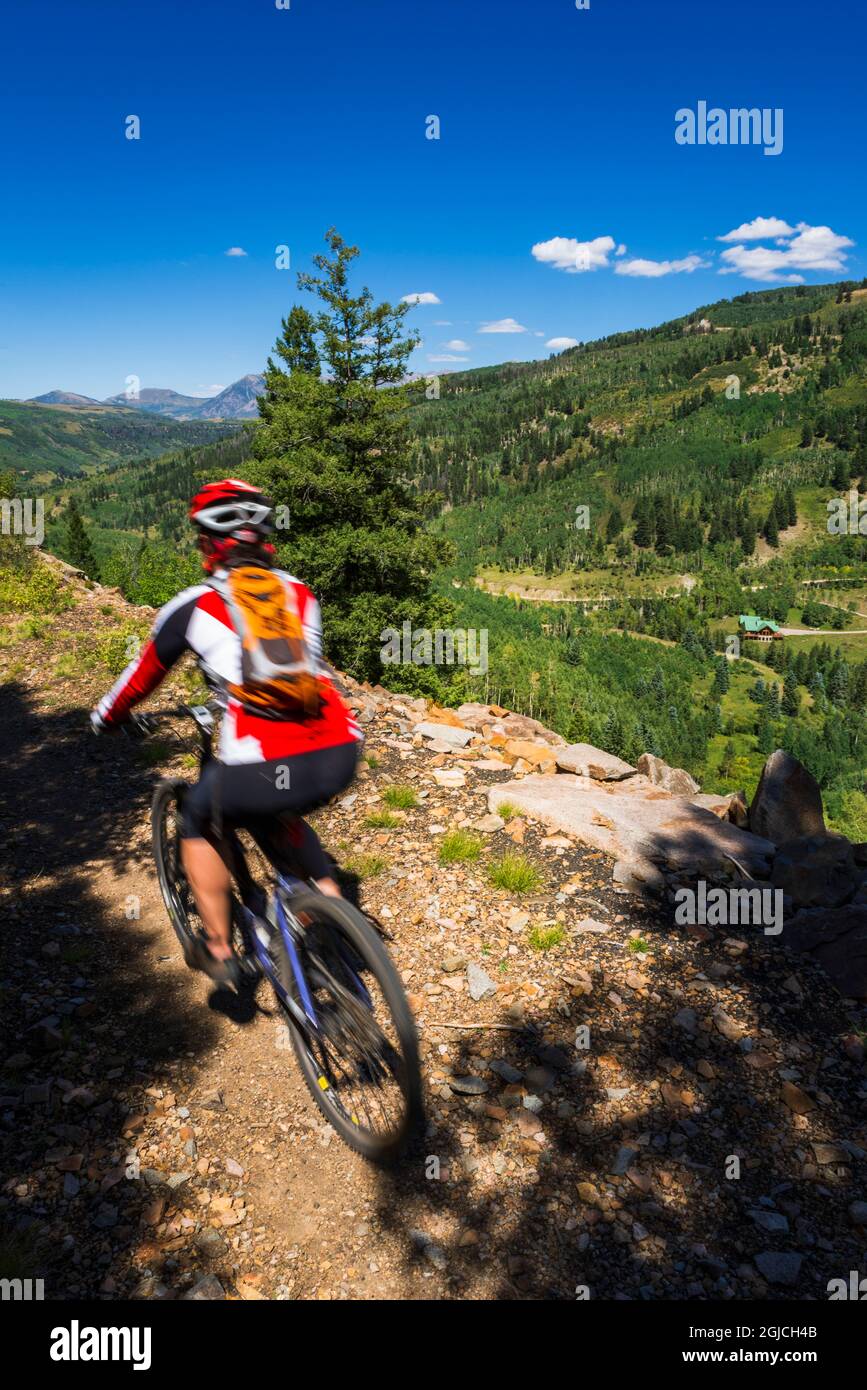 Mountain biker on the Galloping Goose Trail, Uncompahgre National ...