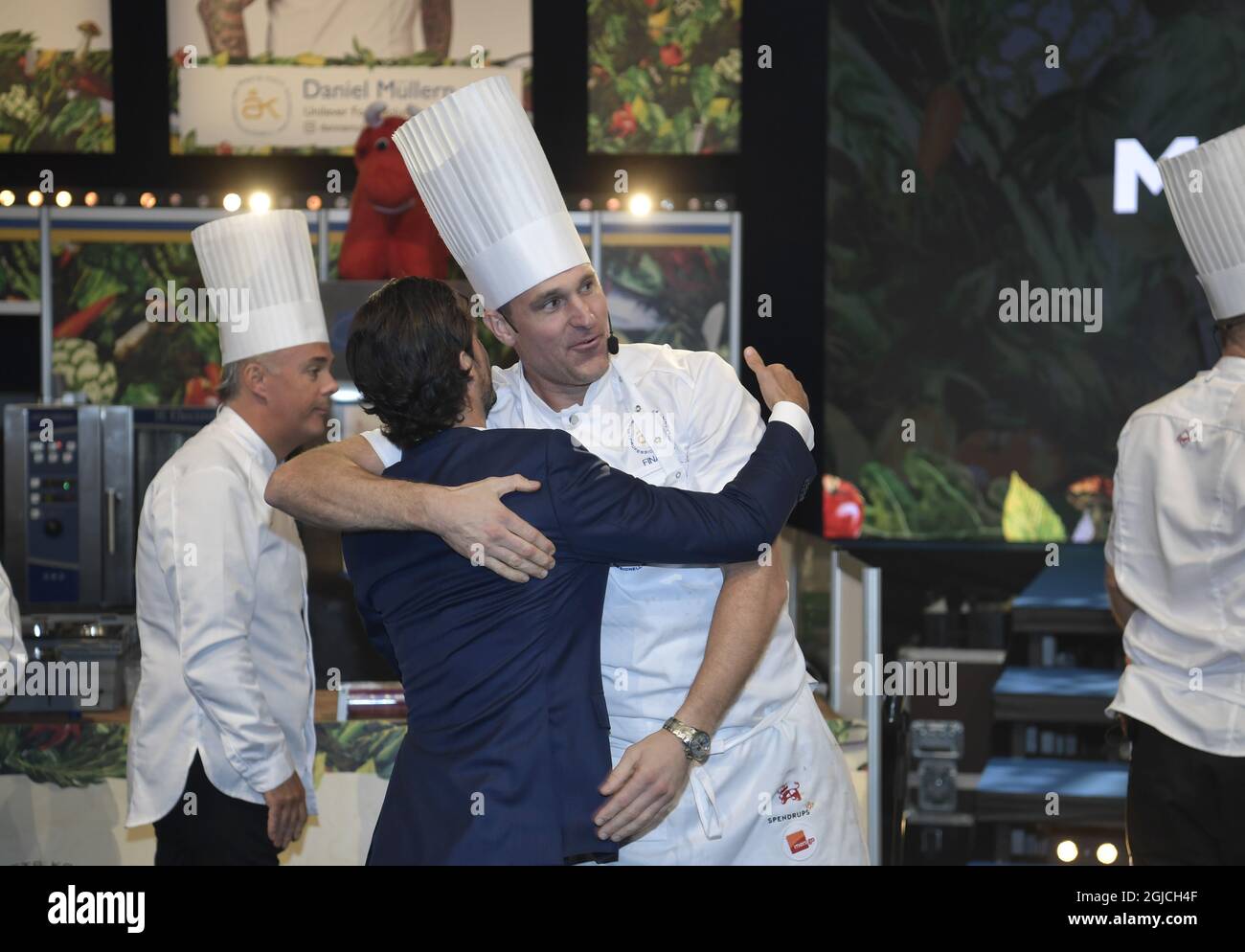 STOCKHOLM 2019-09-13 Prince Carl Philip congratulates first placed chef ...