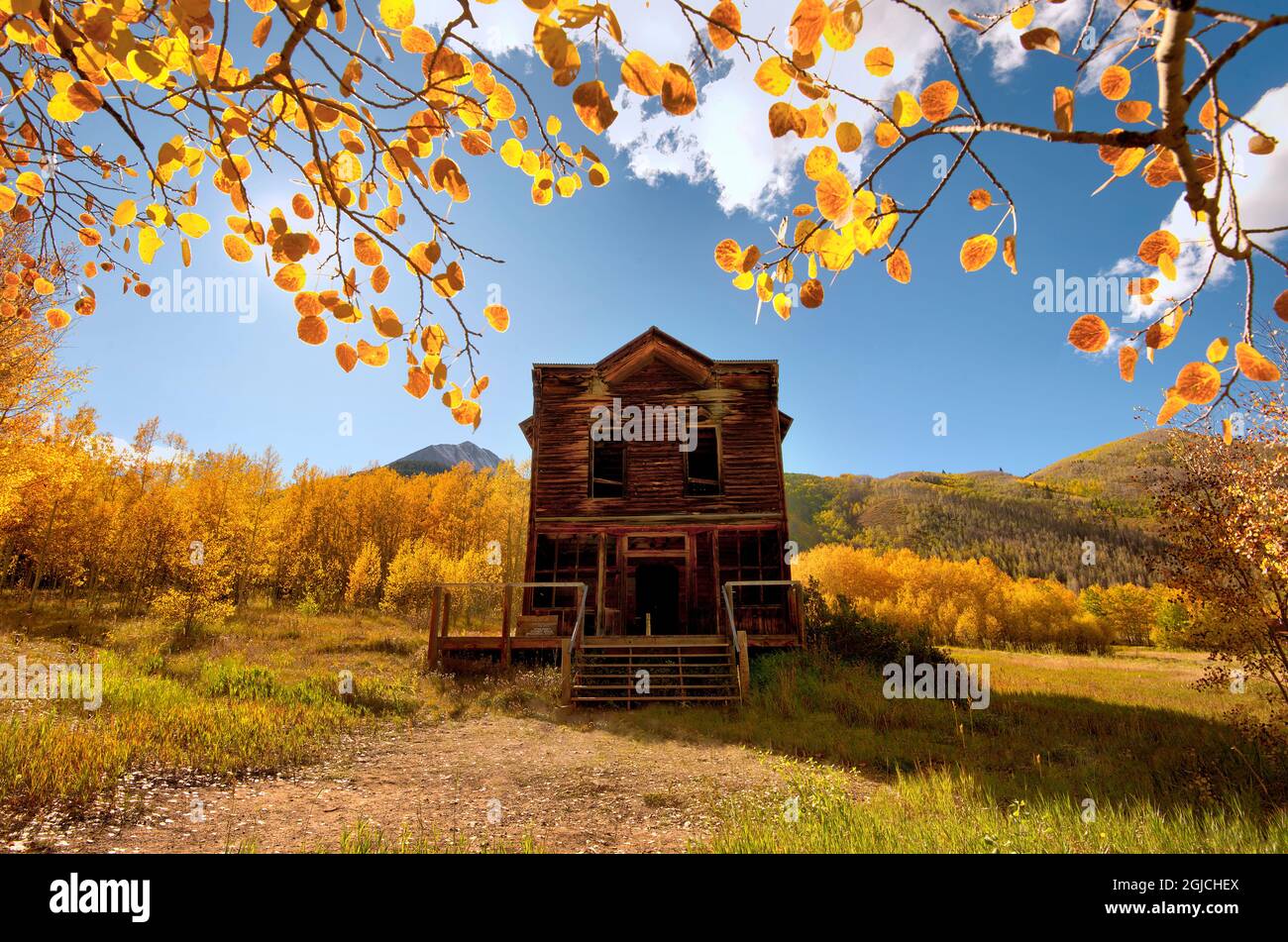 Veiled by fall, the hotel at the ghost town of Ashcroft in the Colorado ...