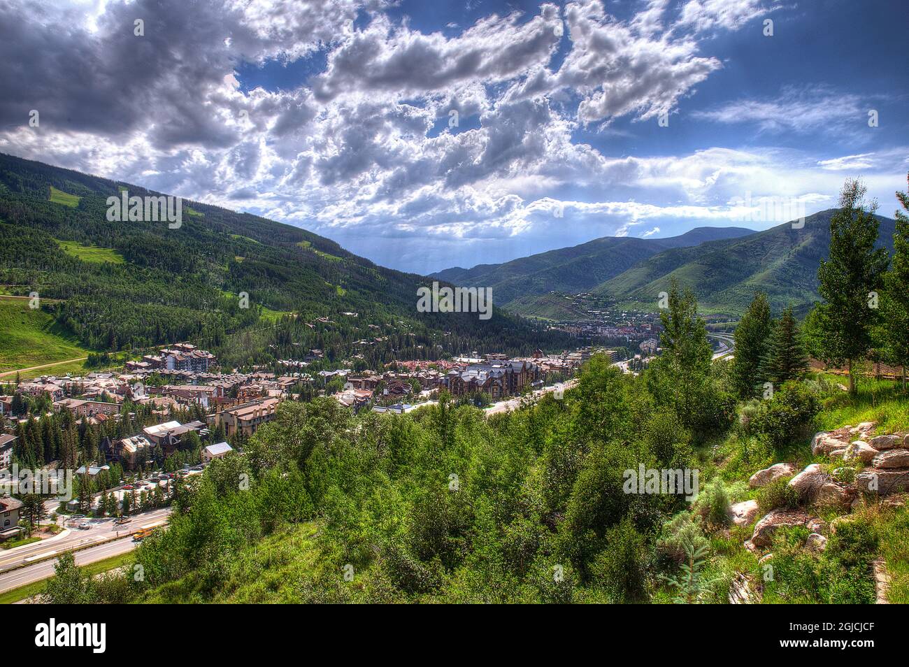 The ski and tourist town of vail, Colorado in the Rocky Mountains Stock ...