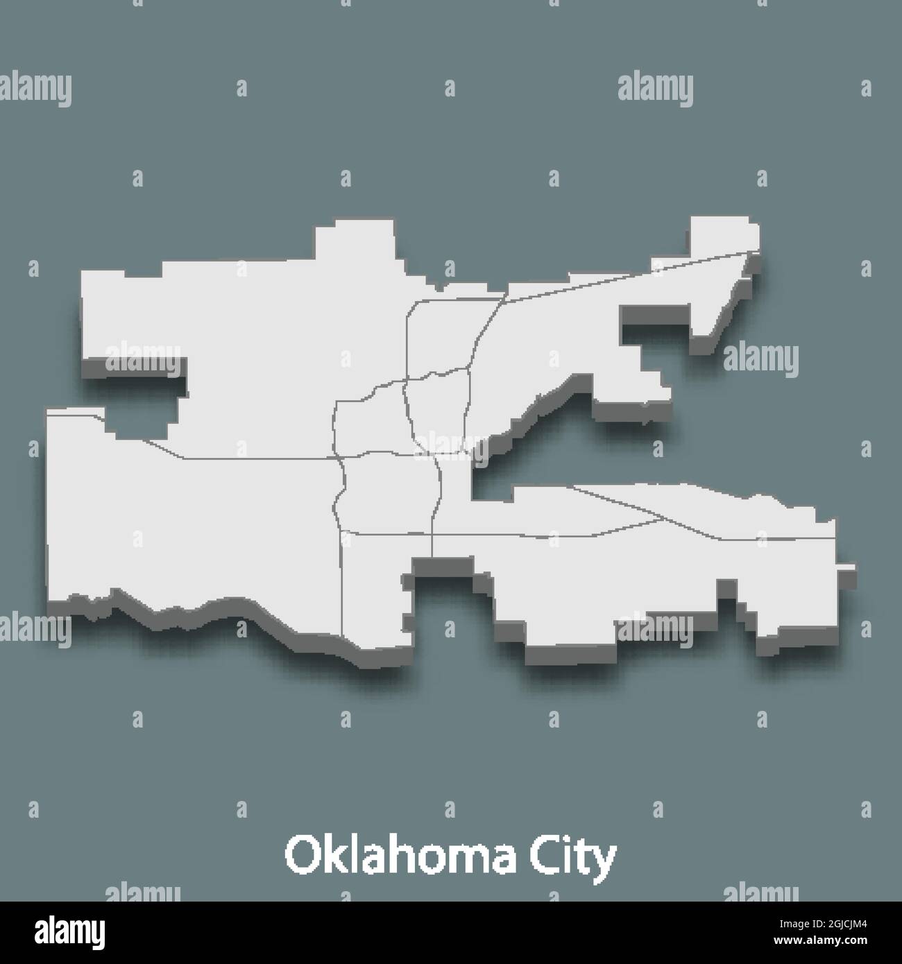 3d isometric map of Oklahoma City is a city of United States, vector ...
