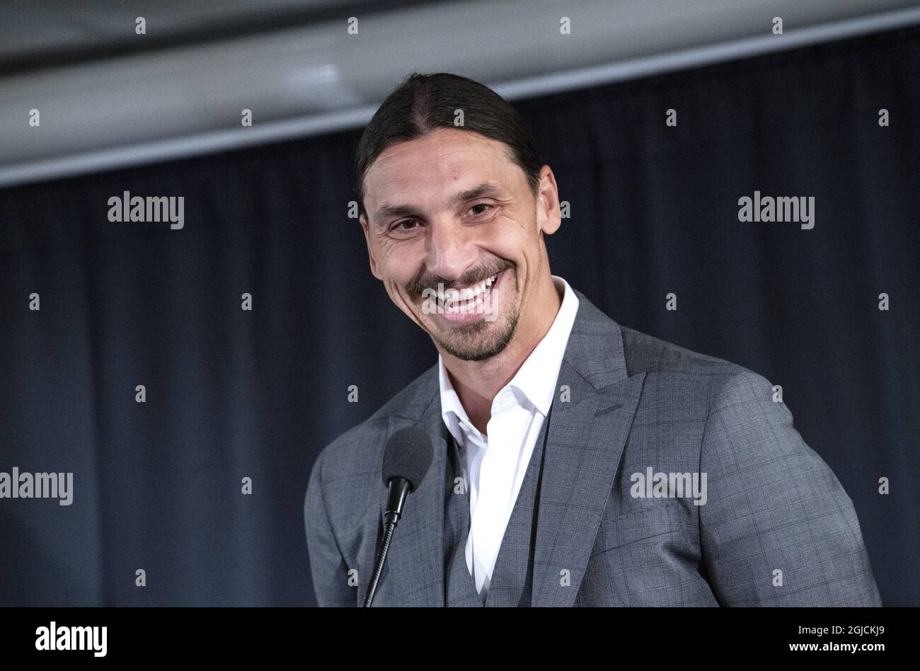 Swedish soccer star Zlatan Ibrahimovic during the unveiling ceremony of ...
