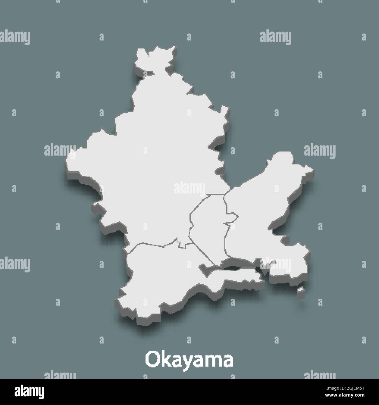 3d isometric map of Okayama is a city of Japan, vector illustration ...