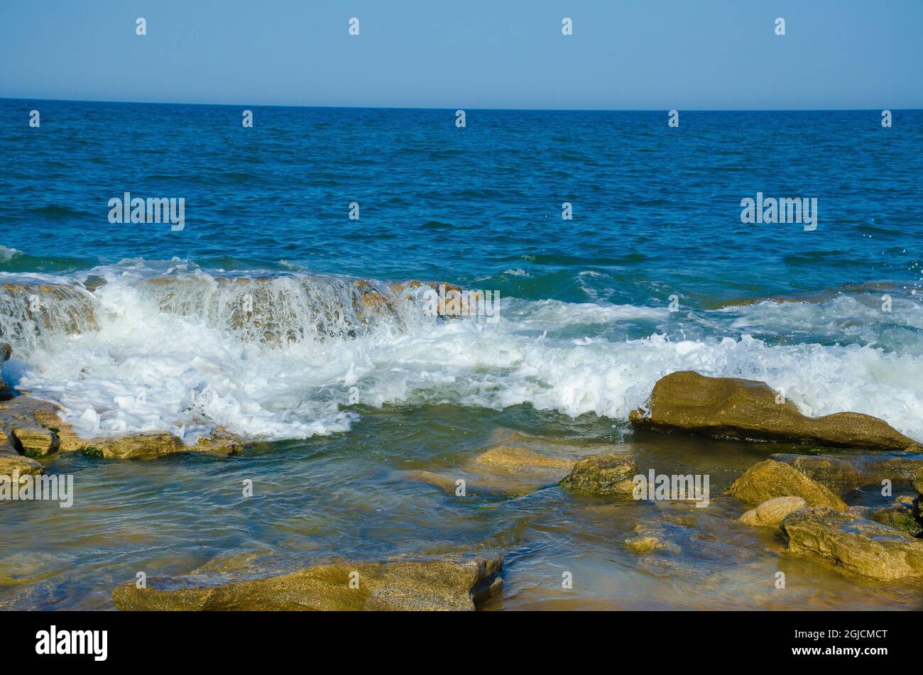 USA, Florida. Coquina rock formations on Atlantic Ocean beach Stock ...