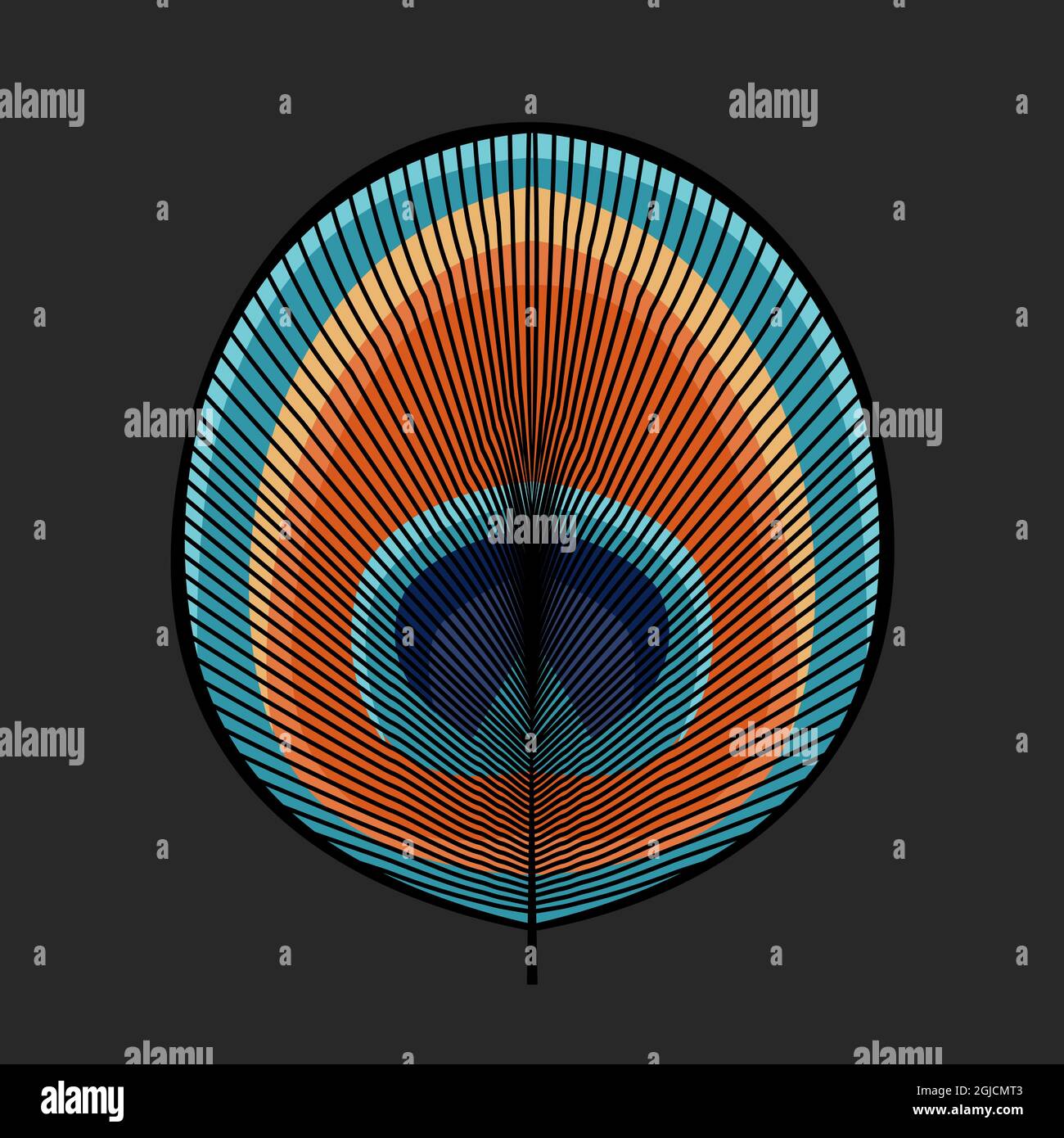 Geometric stylized eye of peacock feather vector illustration Stock ...