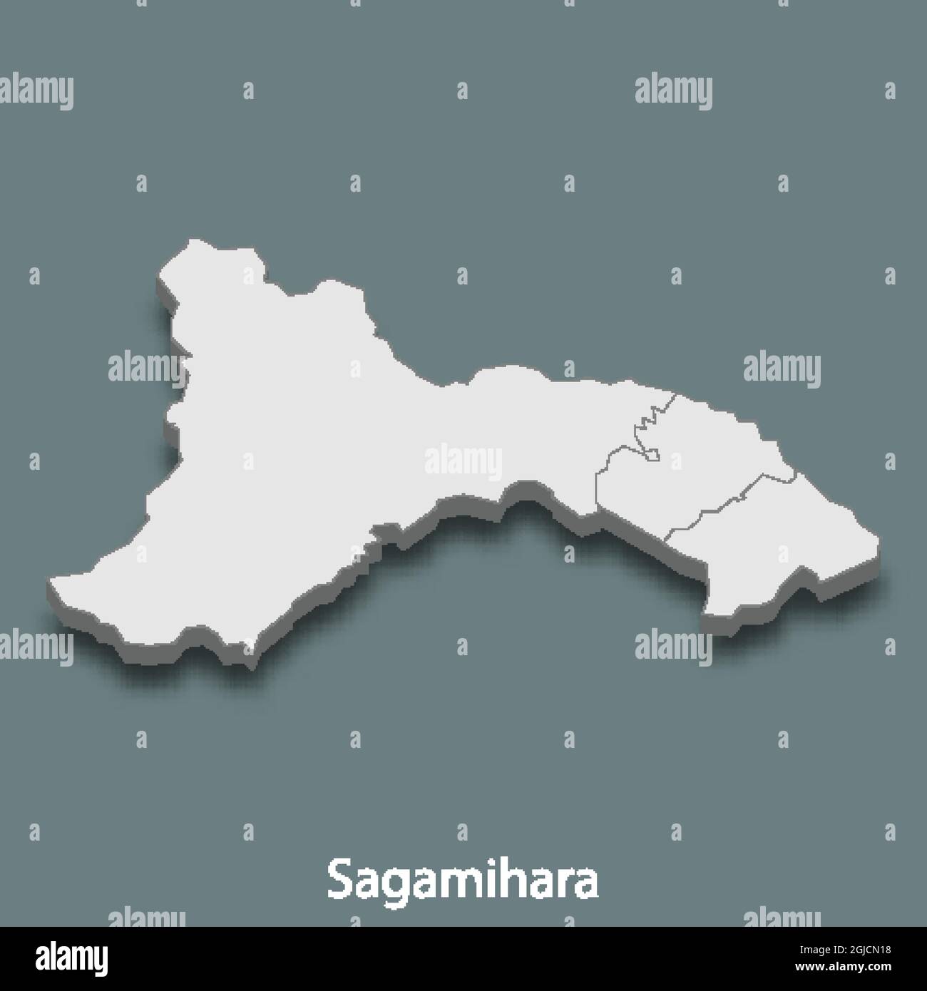 3d isometric map of Sagamihara is a city of Japan, vector illustration ...
