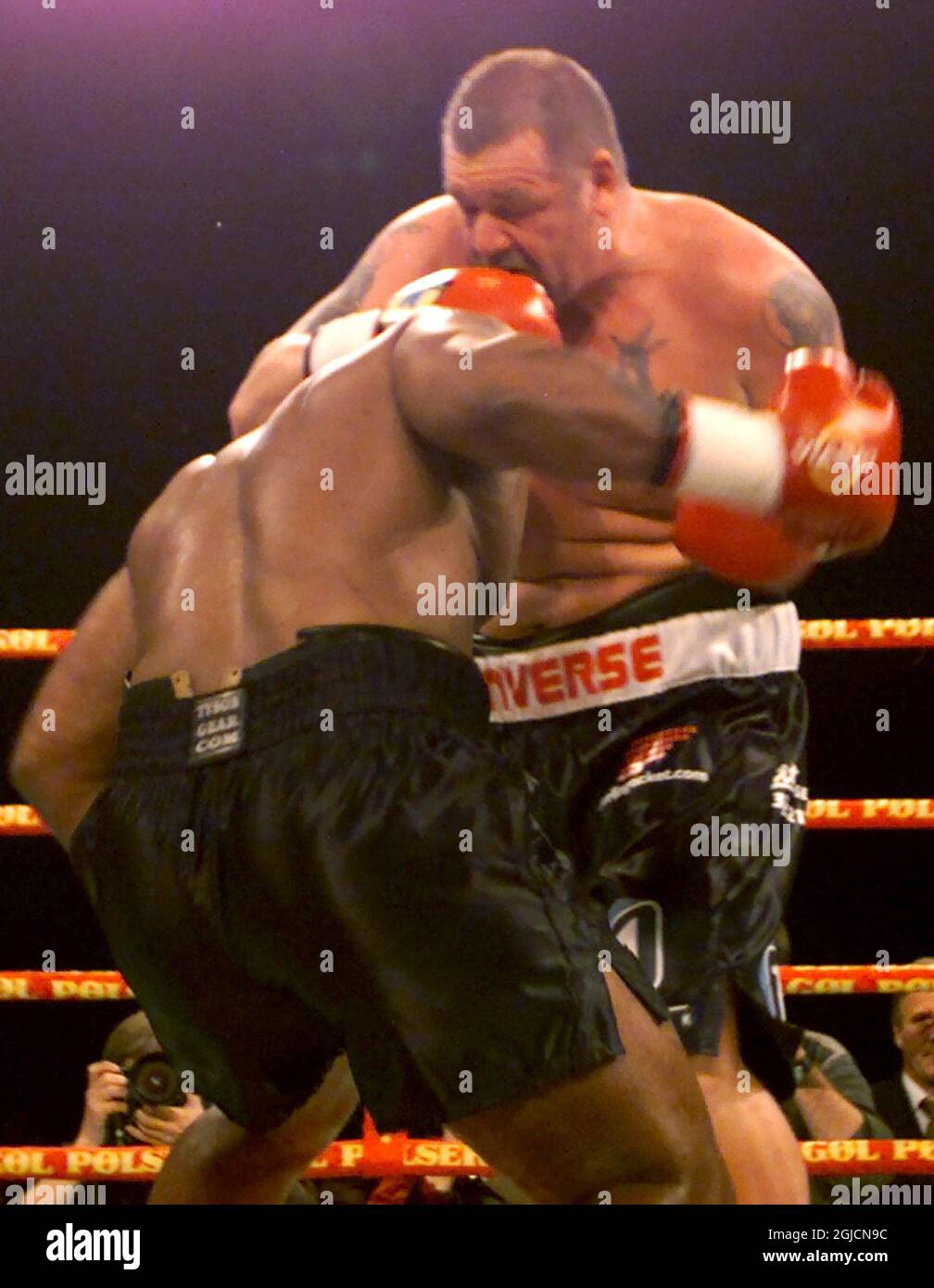 Danish Boxer Brian Nielsen and Mike Tyson boxing in the heavy weight ...