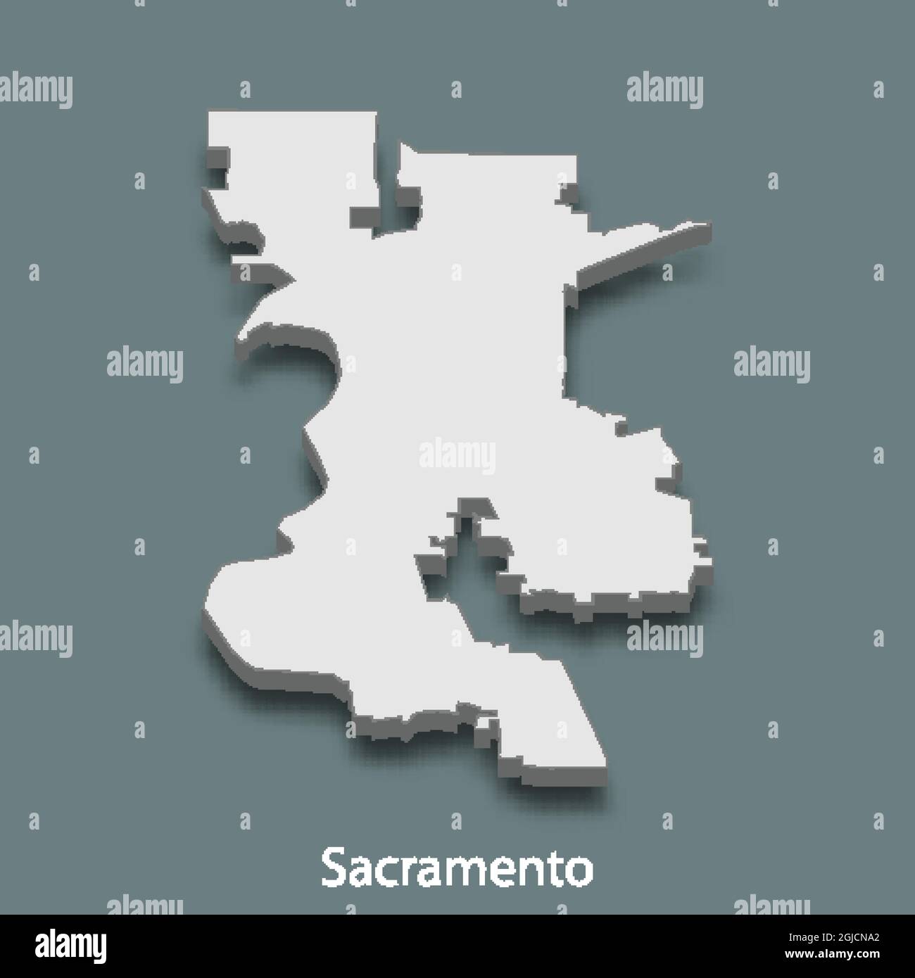 3d isometric map of Sacramento is a city of United States, vector ...