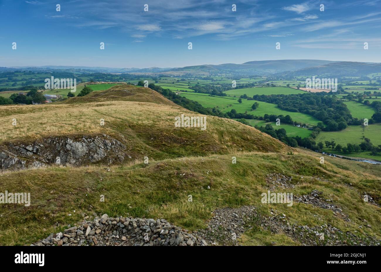 The embankments of Castle Bank, overlooking Great Rhos, Radnor Forest ...