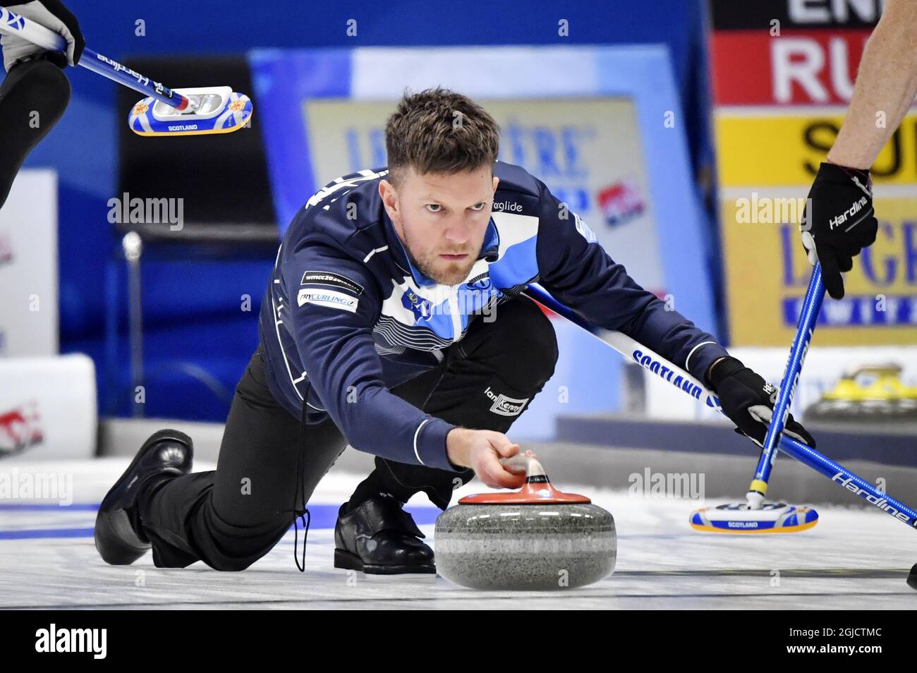 Scotland's skip Ross Patterson in action during the Men's bronze medal ...