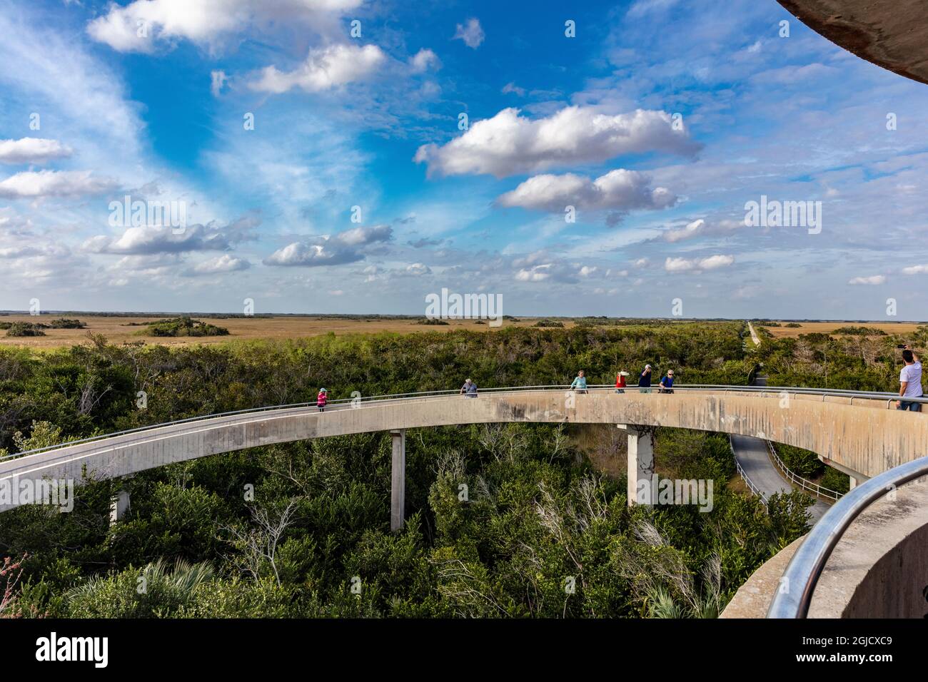 View of the vast wetland from Shark Valley Observation Tower in ...
