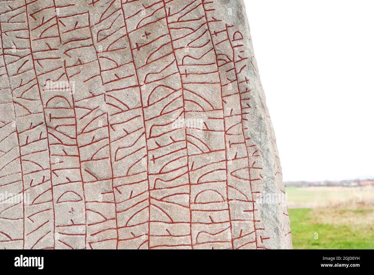 A detail of the Viking-era Rok runestone near the Lake Vattern and the ...