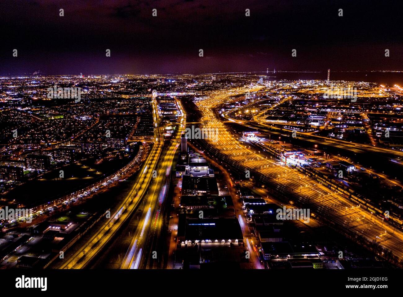 Traffic junction night view night picture aerial view road street,cars ...