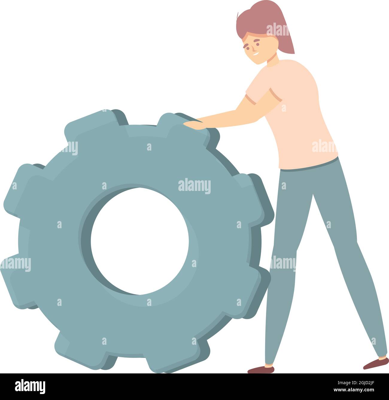 Realization gear icon cartoon vector. Success process. Business ...